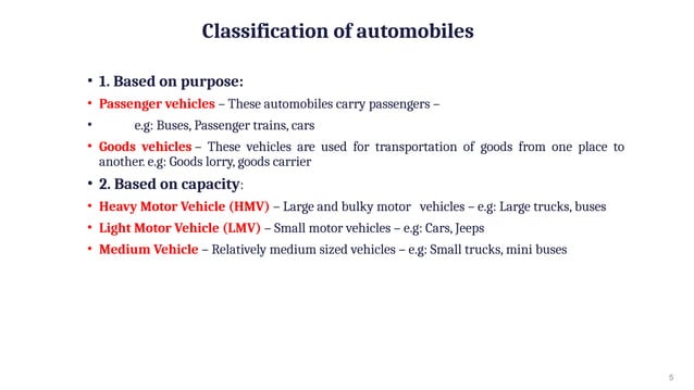 Automobile Engineering Introduction & types | PPT