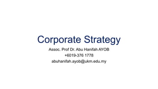 Introduction to Corporate Strategy UKM GSB | PPTX