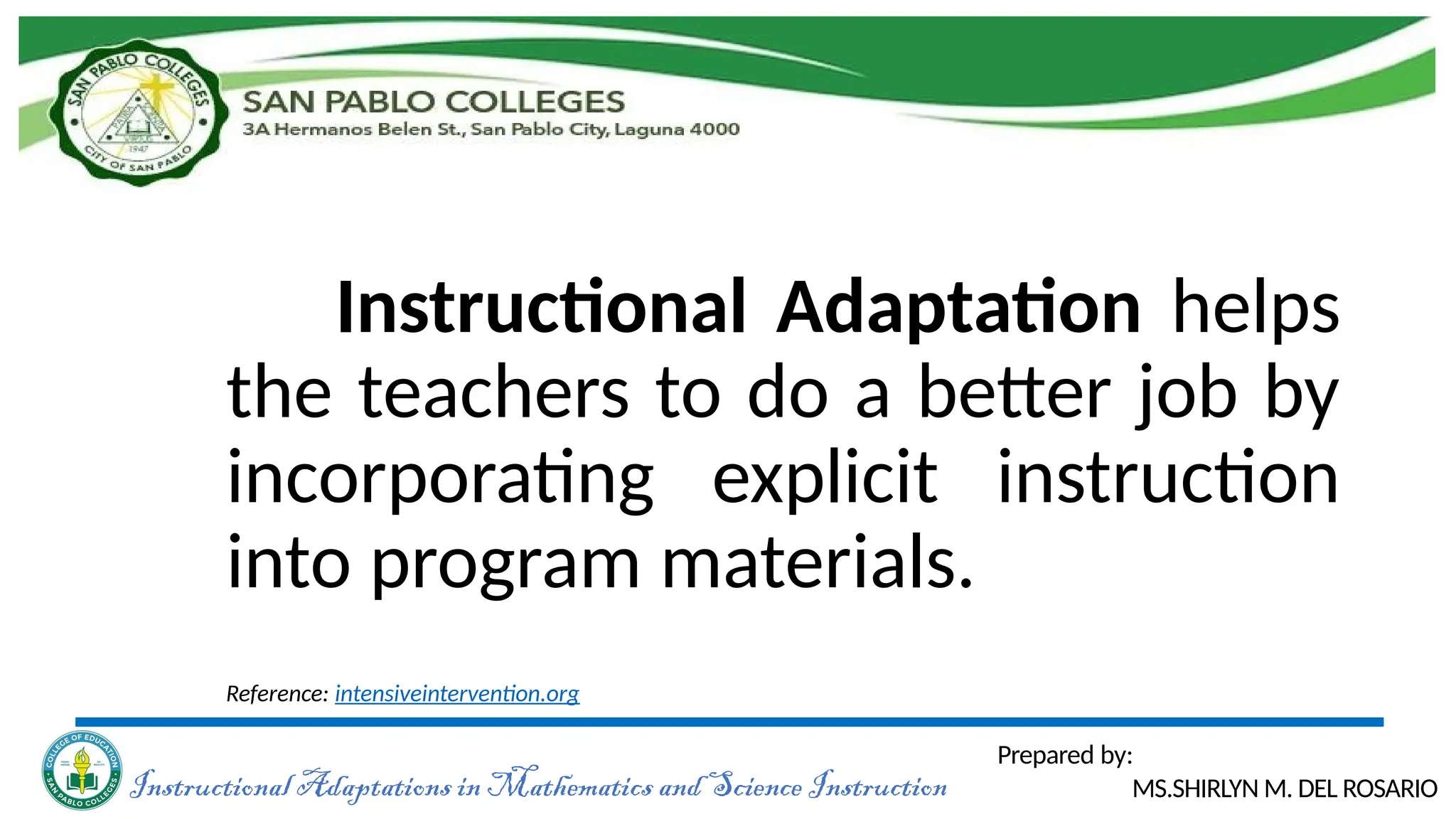 Introduction to Instructional Adaptation in Math and Science in ...