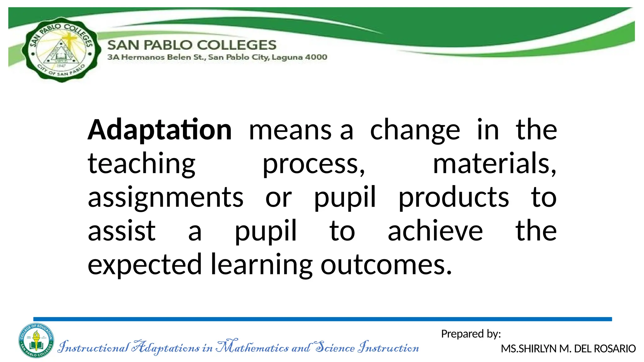 Introduction to Instructional Adaptation in Math and Science in ...