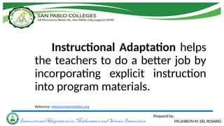 Introduction to Instructional Adaptation in Math and Science in ...