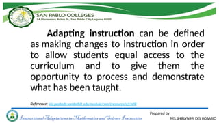 Introduction to Instructional Adaptation in Math and Science in ...