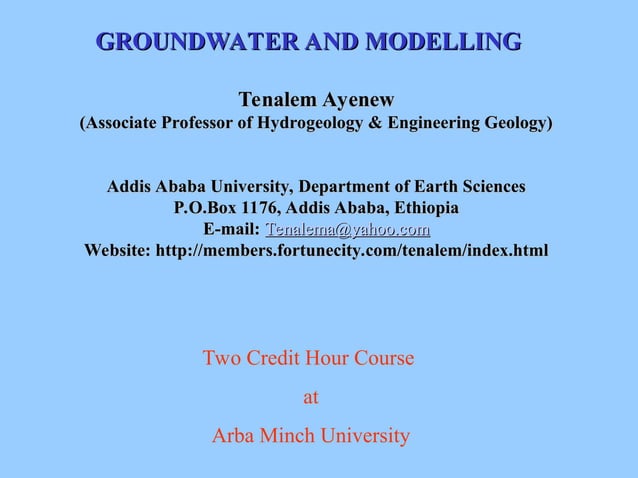 Introduction to the groundwater hydrology | PPT
