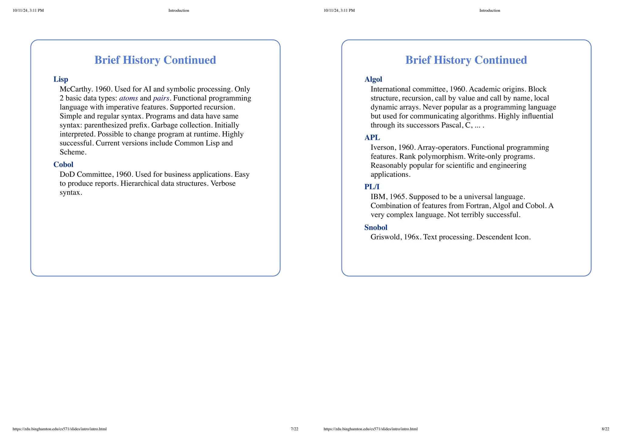 Introduction to progamming languages course | PPT