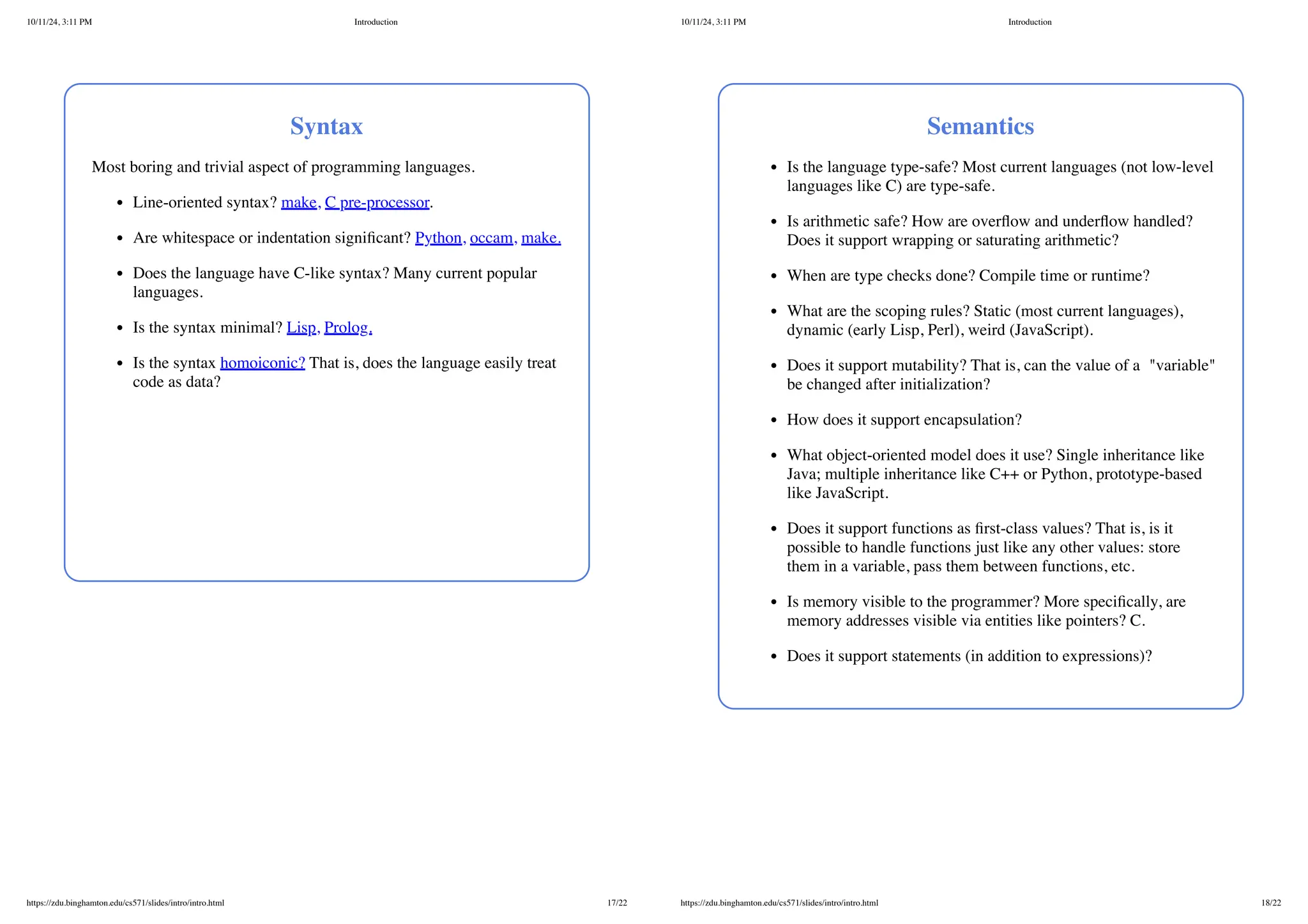 Introduction to progamming languages course | PPT