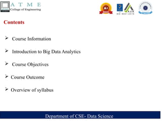 Introduction to Big data analytics subject | PPTX