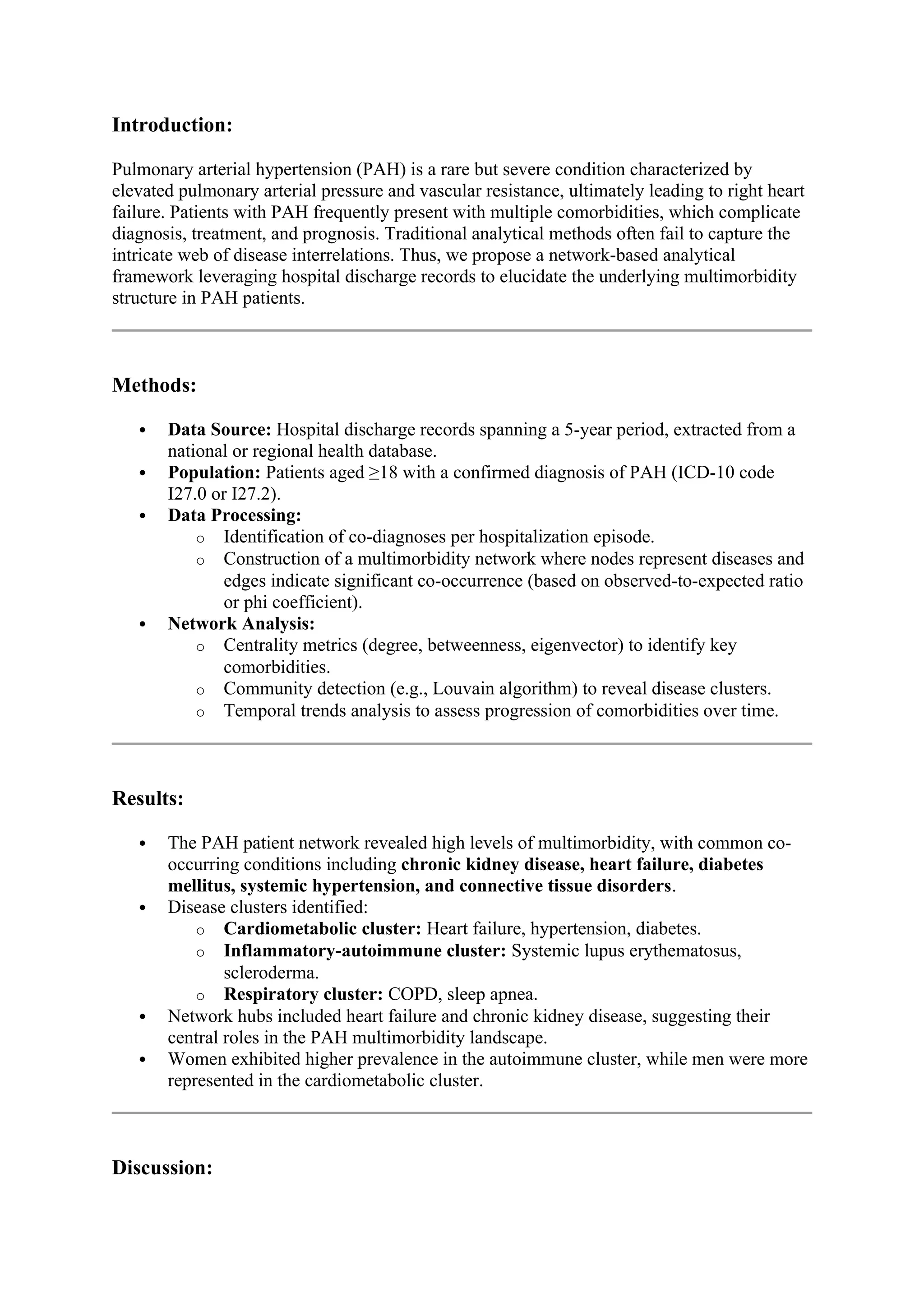 Multimorbidity Patterns in Patients with Pulmonary Arterial ...