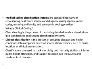 introduction to clinical coding in health information | PPTX