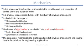 Introduction to mechanics ohjjjbjn gpptx | PPTX