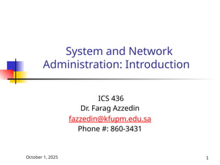 Introduction administration des réseaux et des systèmes .ppt