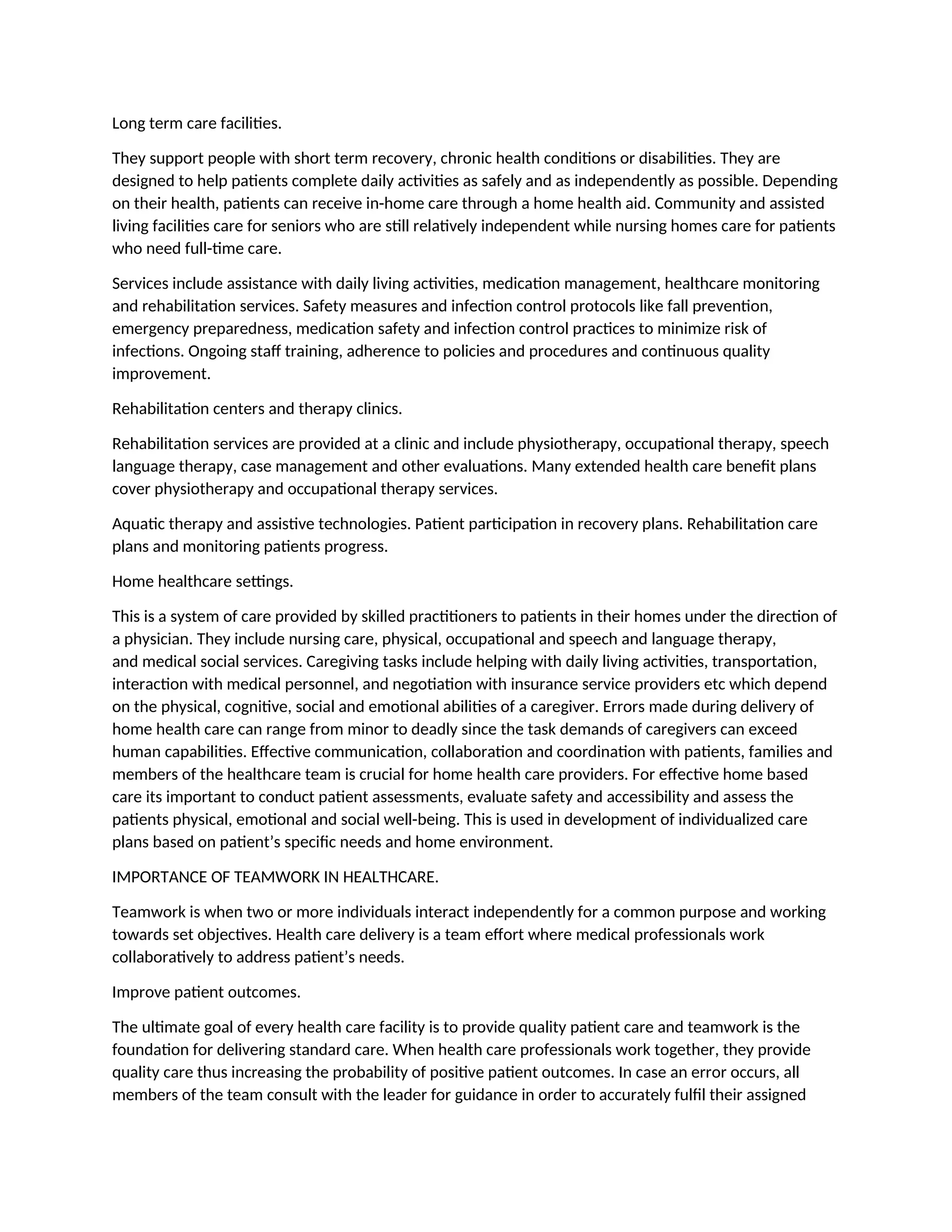 introduction TO ASSISTANT HEALTHCARE SERVICES | DOCX