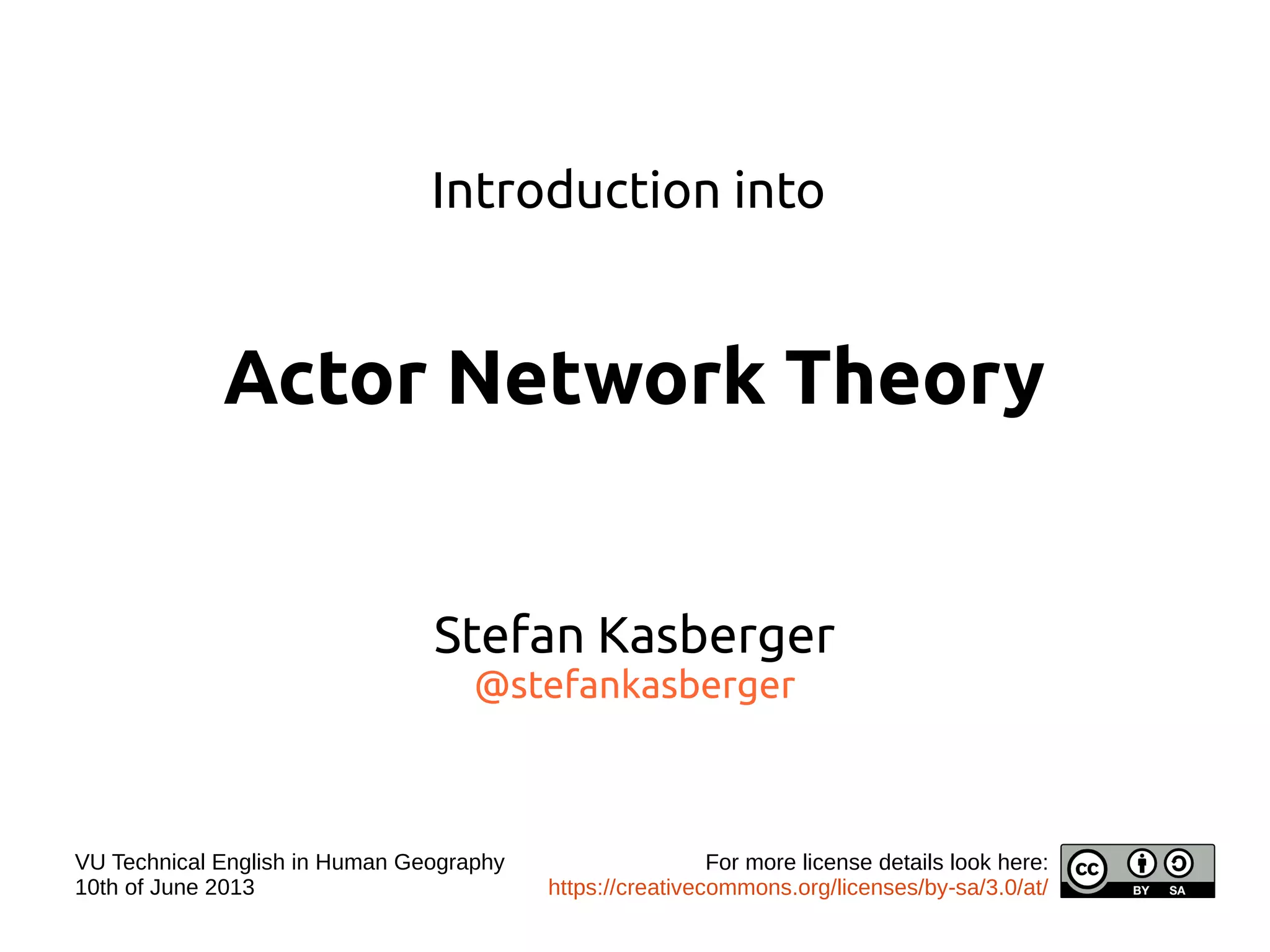 Introduction into Actor Network Theory from Bruno Latour | PDF