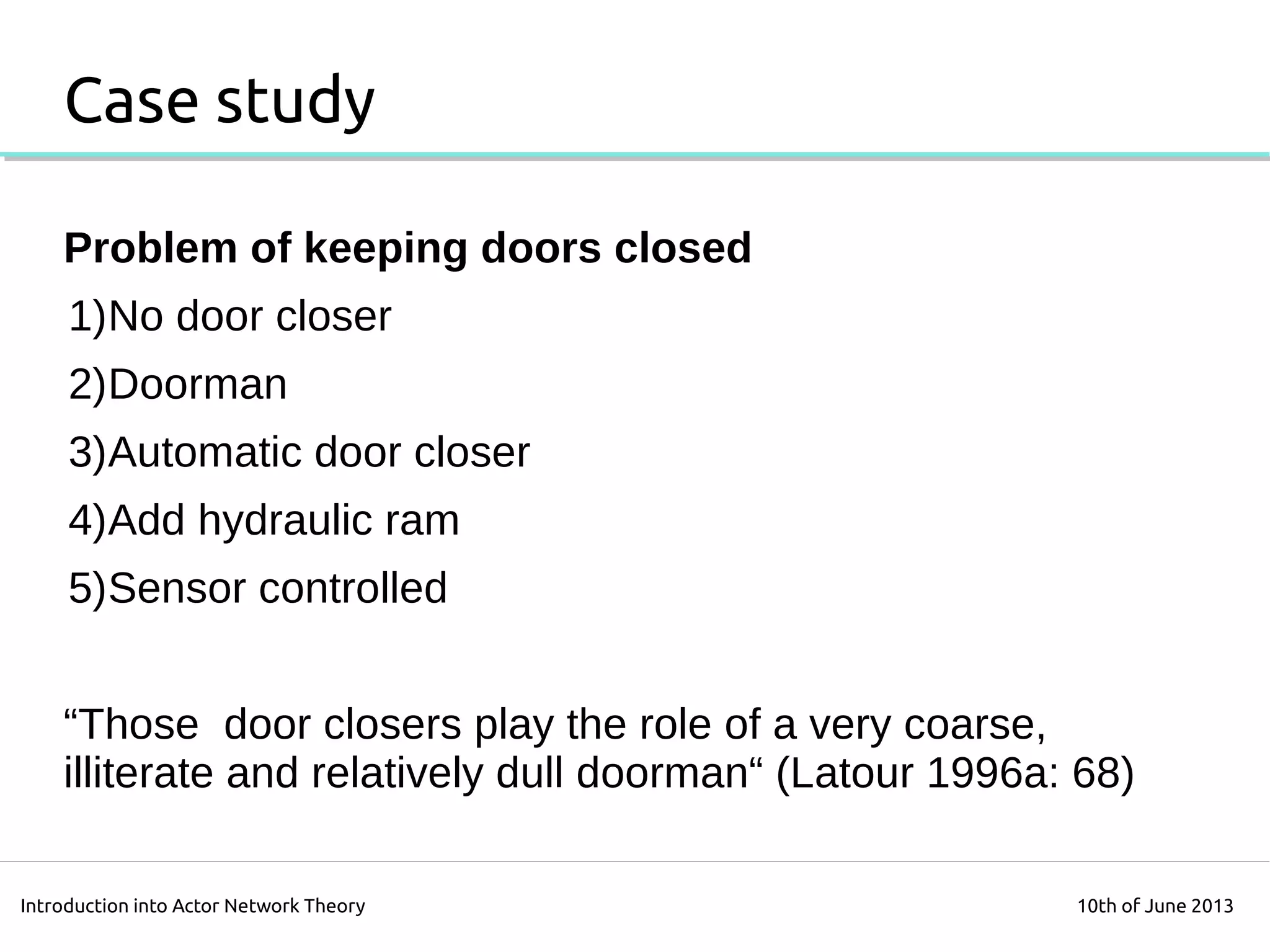 Introduction into Actor Network Theory from Bruno Latour | PDF
