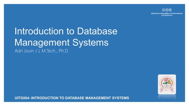 Introduction to Database Management Systems | PPT