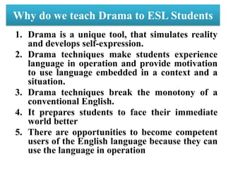 Introduction to drama for beginners and ESL Learners | PPTX