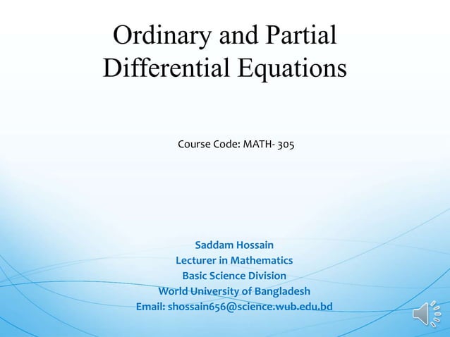 Ordinary and Partial Differential equations.pptx | Programming Languages | Computing