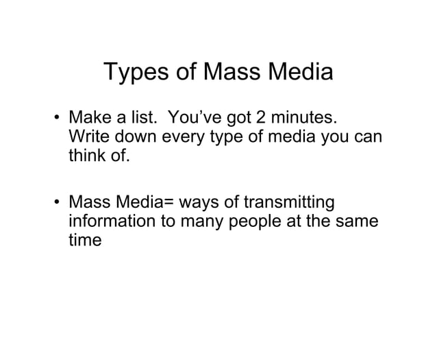 Mass Media Introduction Lesson | PDF