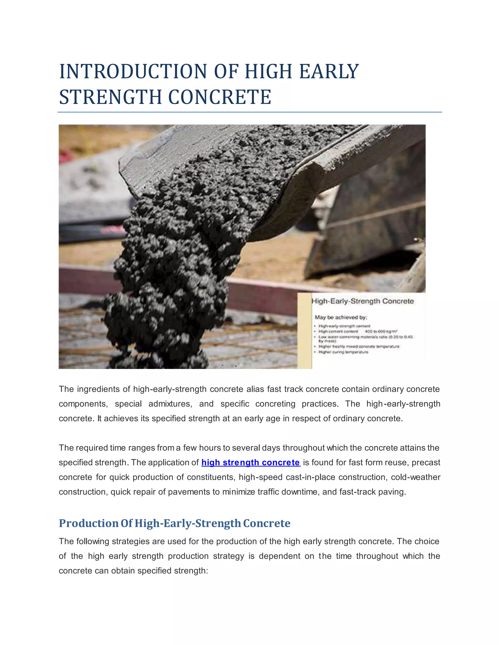 PROPERTIES OF HIGH EARLY STRENGTH CONCRETE | DOC