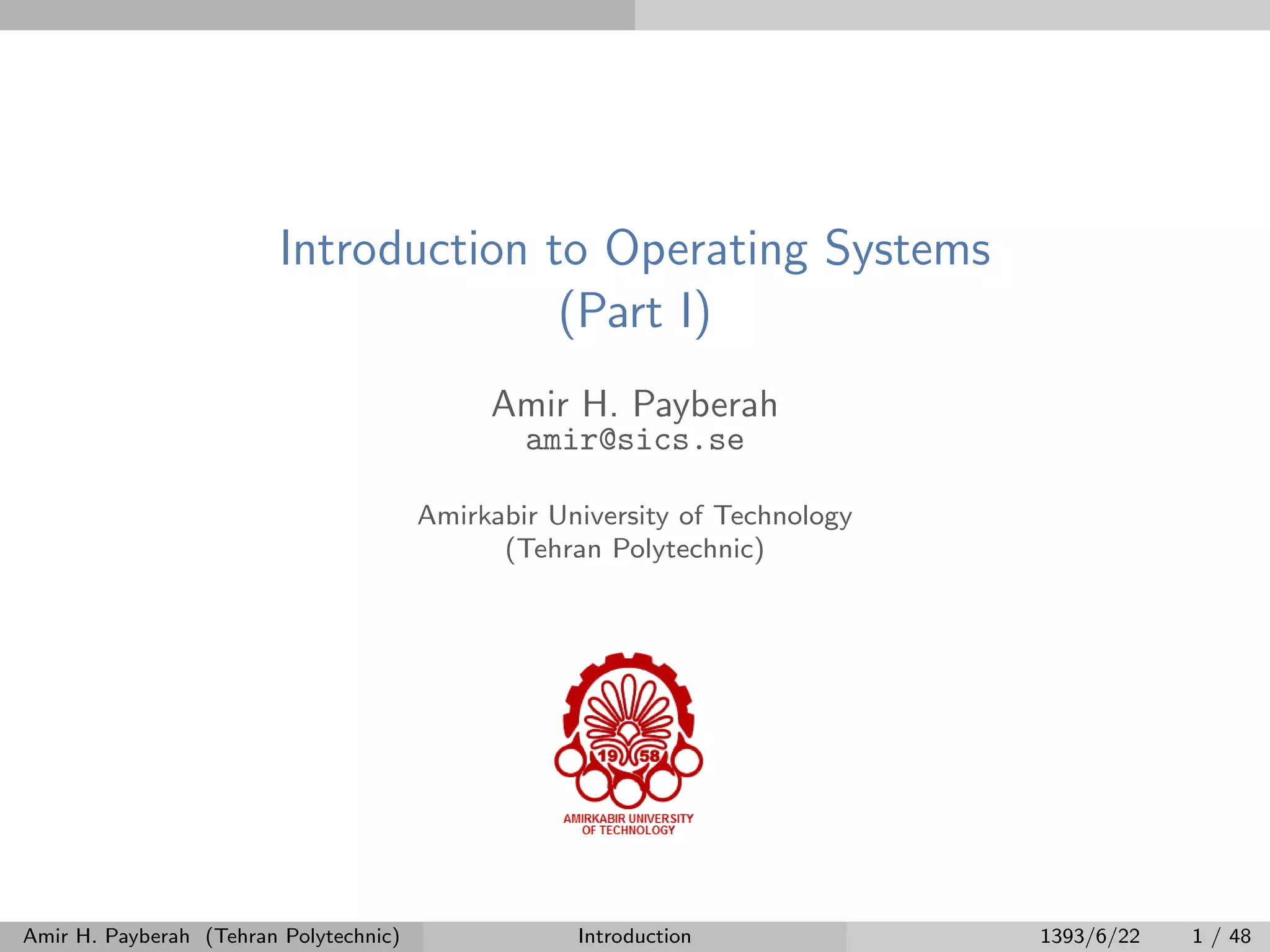 Introduction to Operating Systems - Part1 | PPT