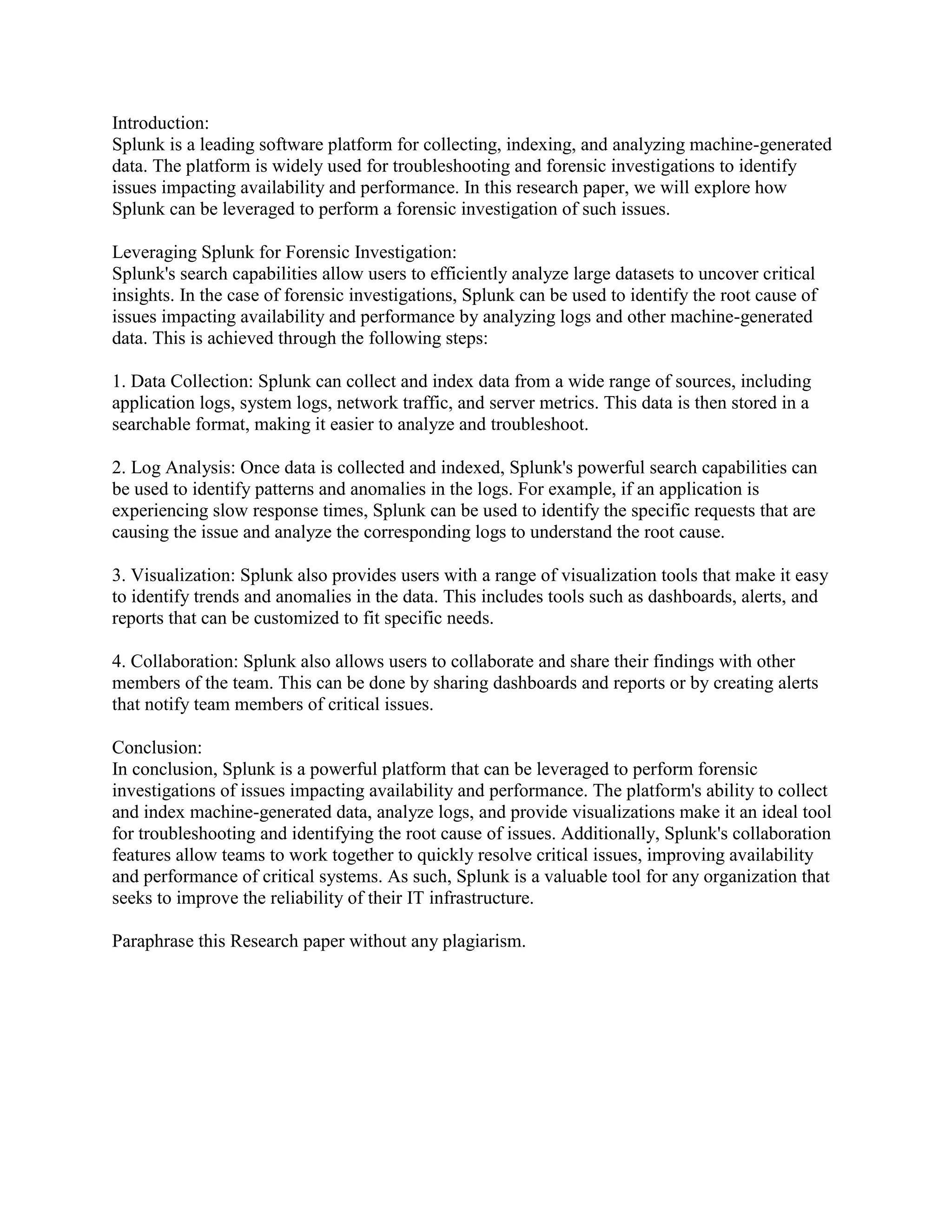 Introduction- Splunk is a leading software platform for collecting- in.docx