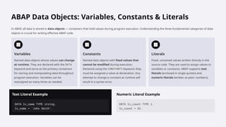 Mastering ABAP Syntax, Data Types, Variables & Constants | PPTX