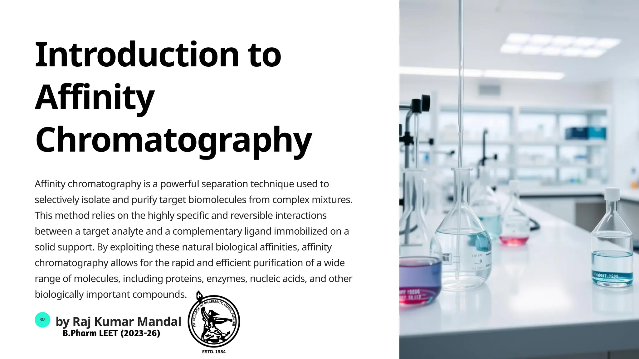 Introduction to Affinity Chromatography on Slide Share by Raj Kumar Mandal | PDF
