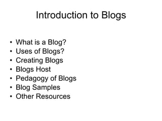 Introduction To Blogs | PPT