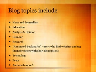 Introduction to blogs and blogging | PPT