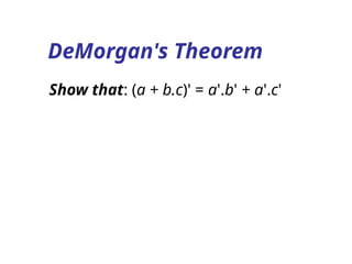 Introduction to Boolean Algebra class XI CBSE.ppt