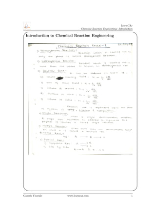 Introduction to Chemical Reaction Engineering | PDF