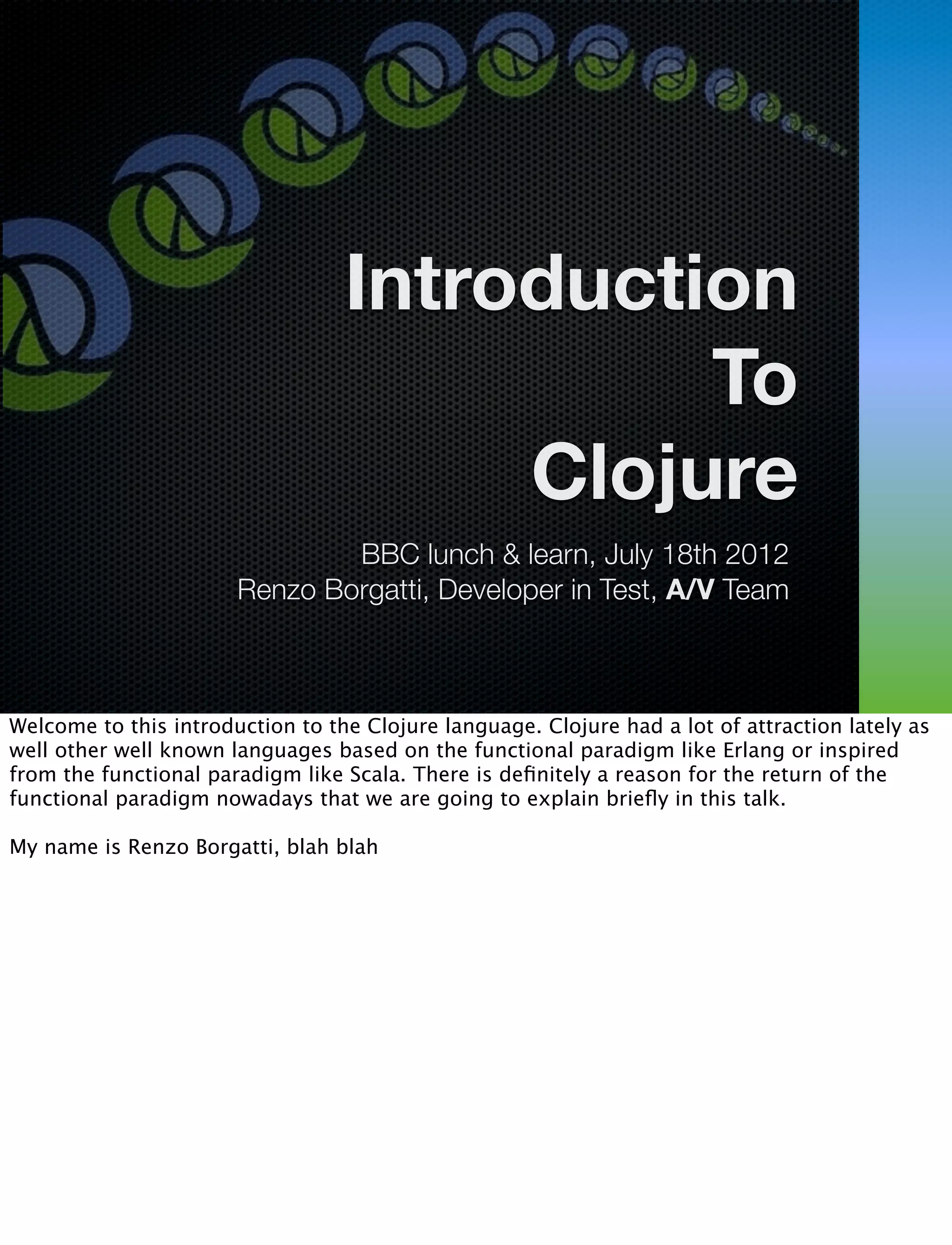 Introduction to Clojure | PDF