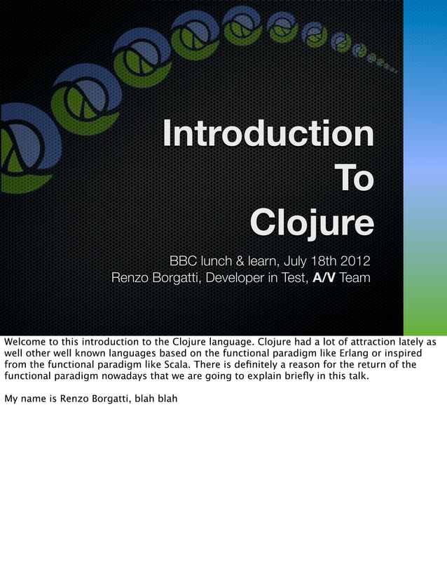 Introduction to Clojure | PDF