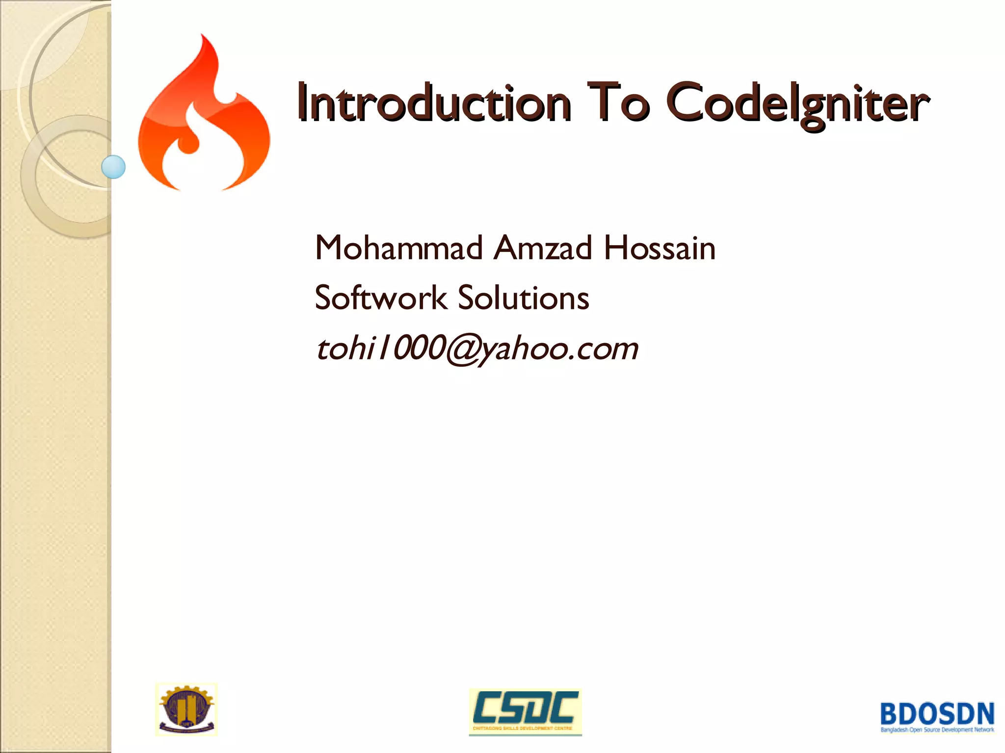 Introduction To Code Igniter | PPT | Web Development | Internet