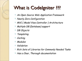 Introduction To Code Igniter | PPT | Web Development | Internet