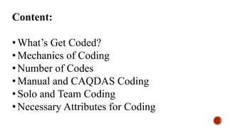 Introduction to Coding: Its Application in Qualitative Research | PPTX