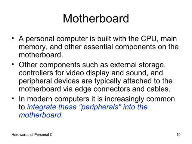 Introduction to computer hardware | PPT