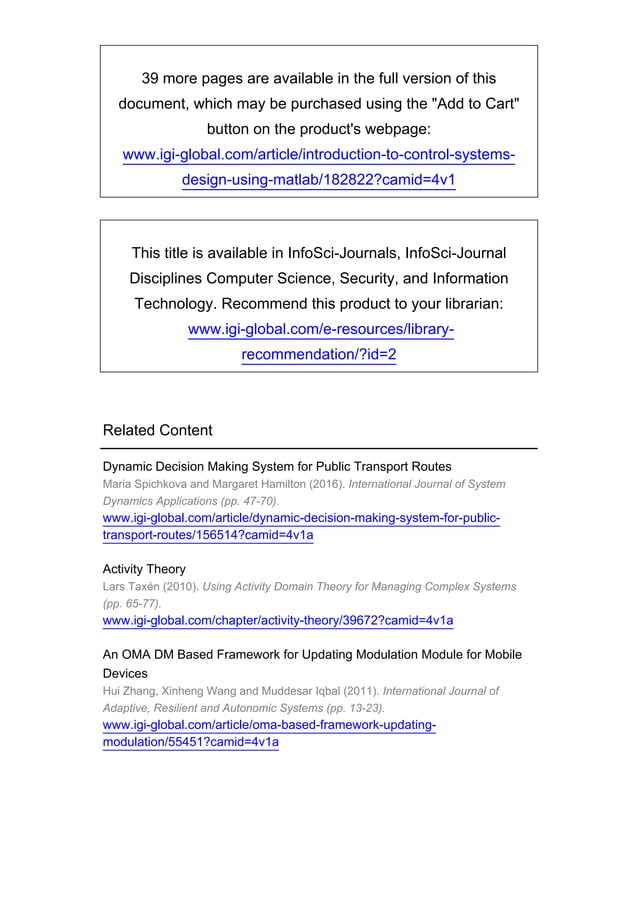 Introduction to-control-systems-design-using-matlab (1) | PDF