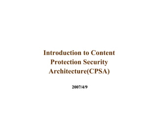 Introduction to CPSA | PPT