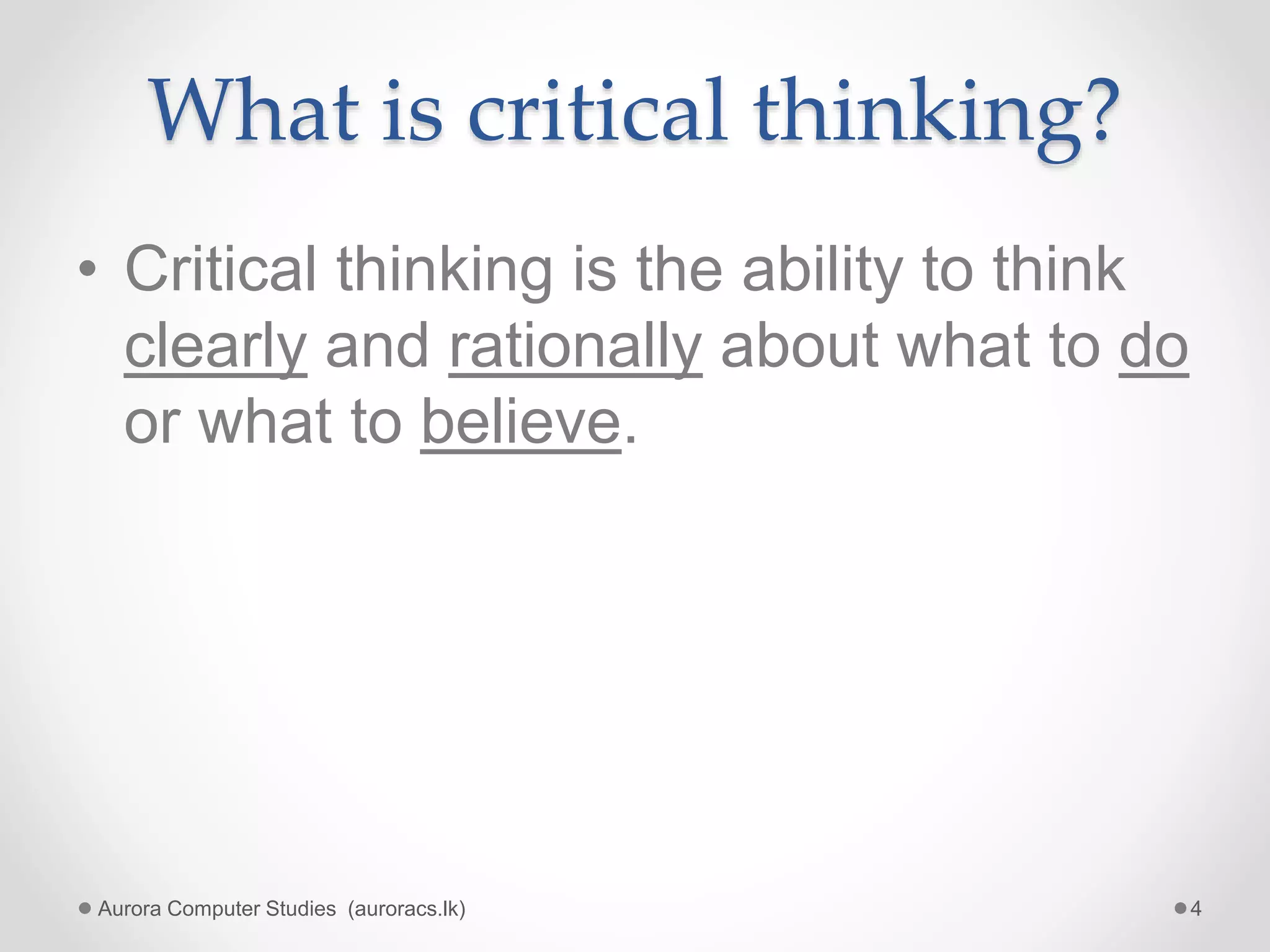 Introduction to critical thinking | PPTX