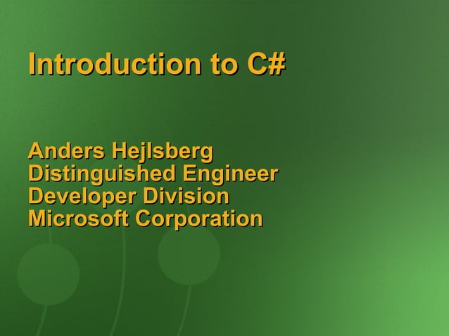 Introduction to-csharp-1229579367461426-1 | PPT