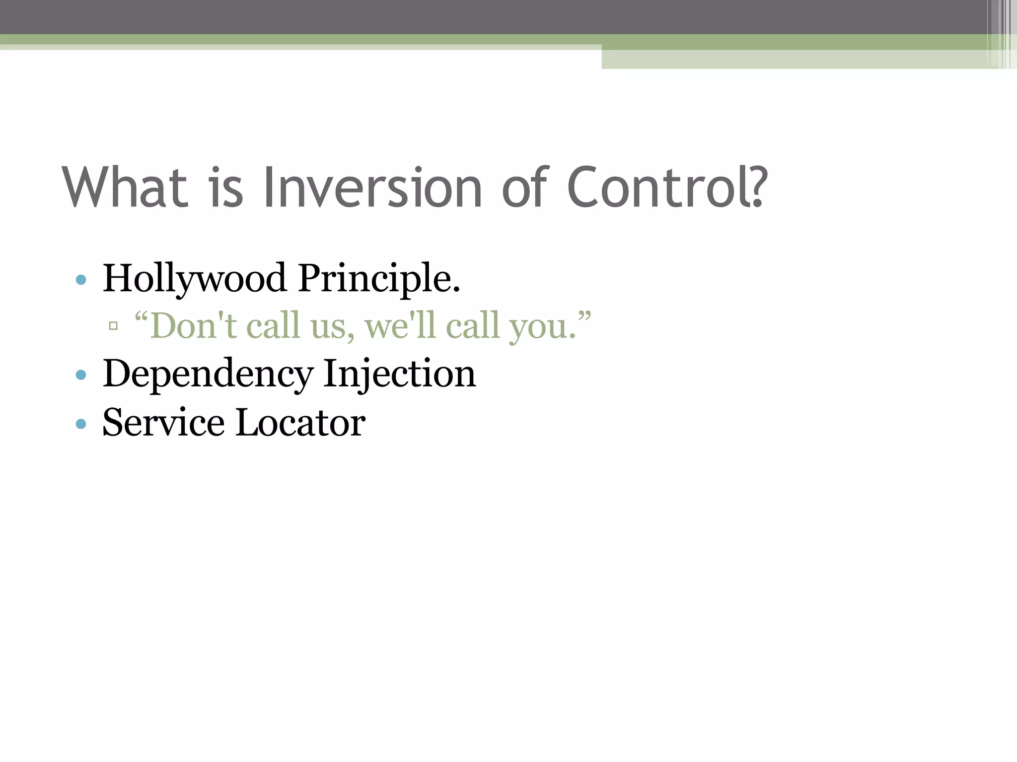 Introduction To Dependency Injection Using Springnet