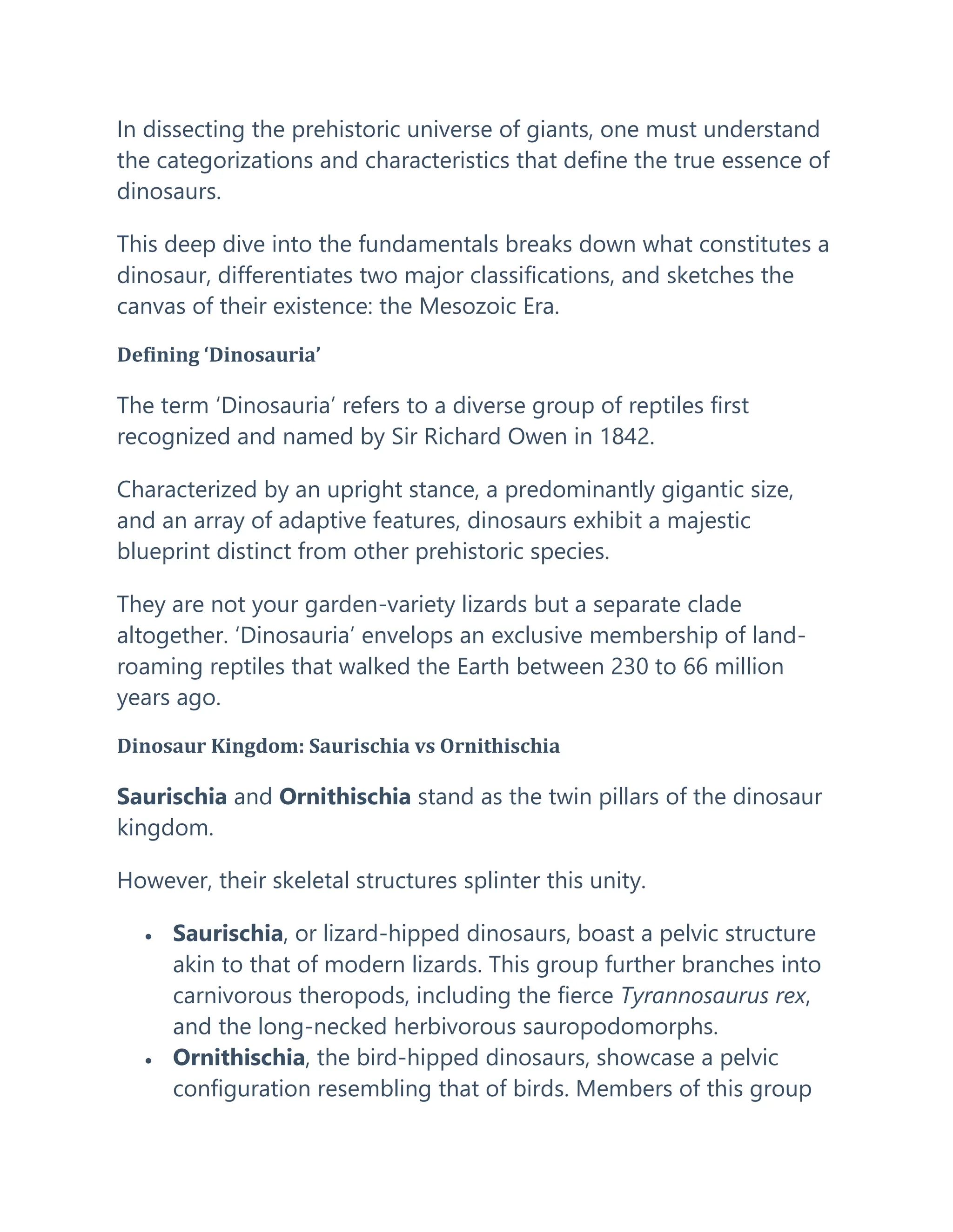 An Introduction to Dinosaurs | DOCX