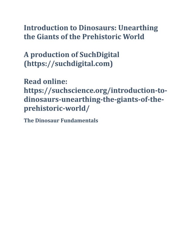 An Introduction to Dinosaurs | DOCX | Reptiles | Pets