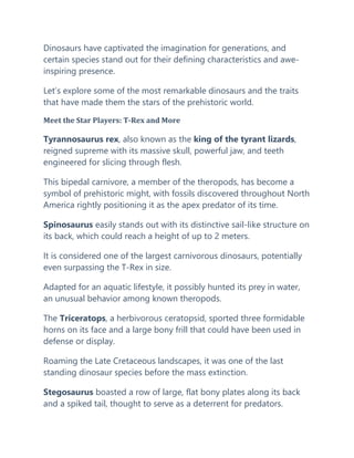 An Introduction to Dinosaurs | DOCX | Reptiles | Pets