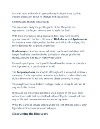 An Introduction to Dinosaurs | DOCX | Reptiles | Pets