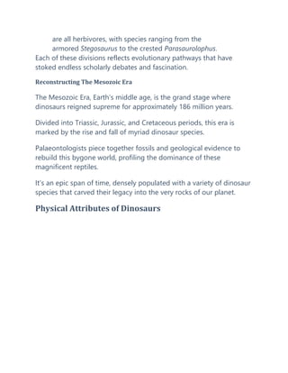 An Introduction to Dinosaurs | DOCX | Reptiles | Pets