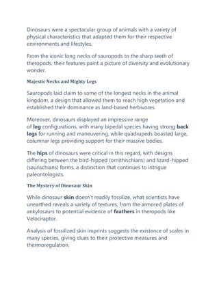 An Introduction to Dinosaurs | DOCX | Reptiles | Pets