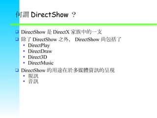 Introduction To Direct Show | PPT | Computing | Technology & Computing