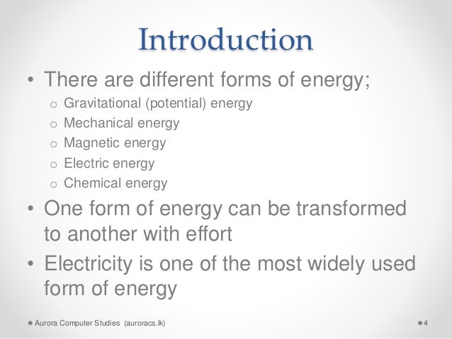 Introduction to electricity