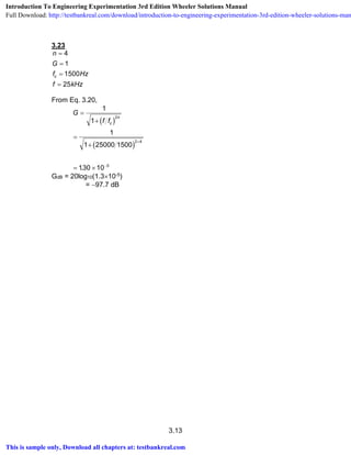 Introduction to Engineering Experimentation 3rd Edition by Wheeler Solutions Manual | PDF